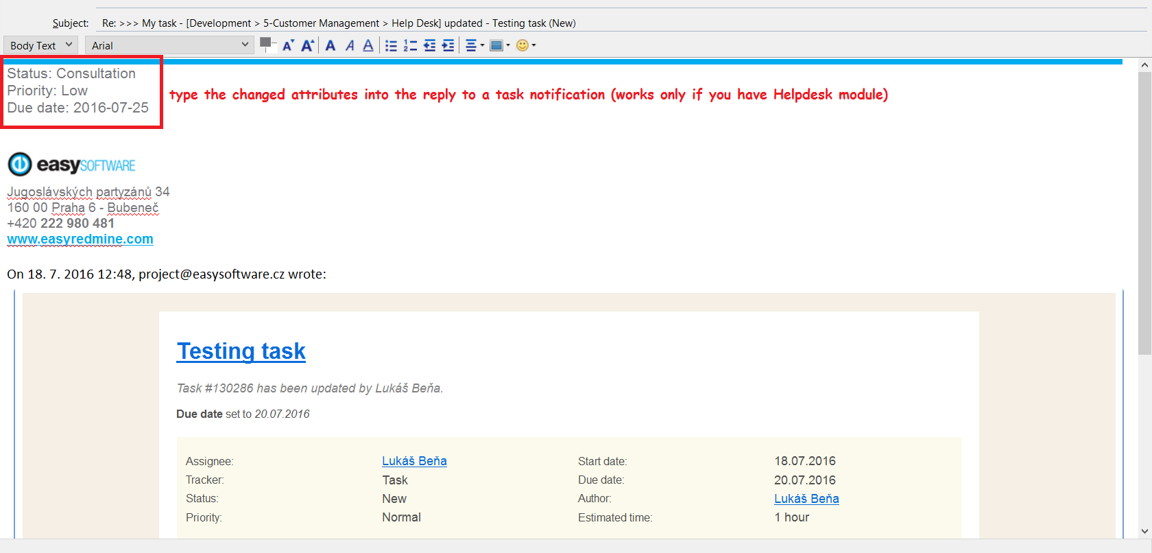 How To Control Easy Redmine Via Email Easy Redmine 